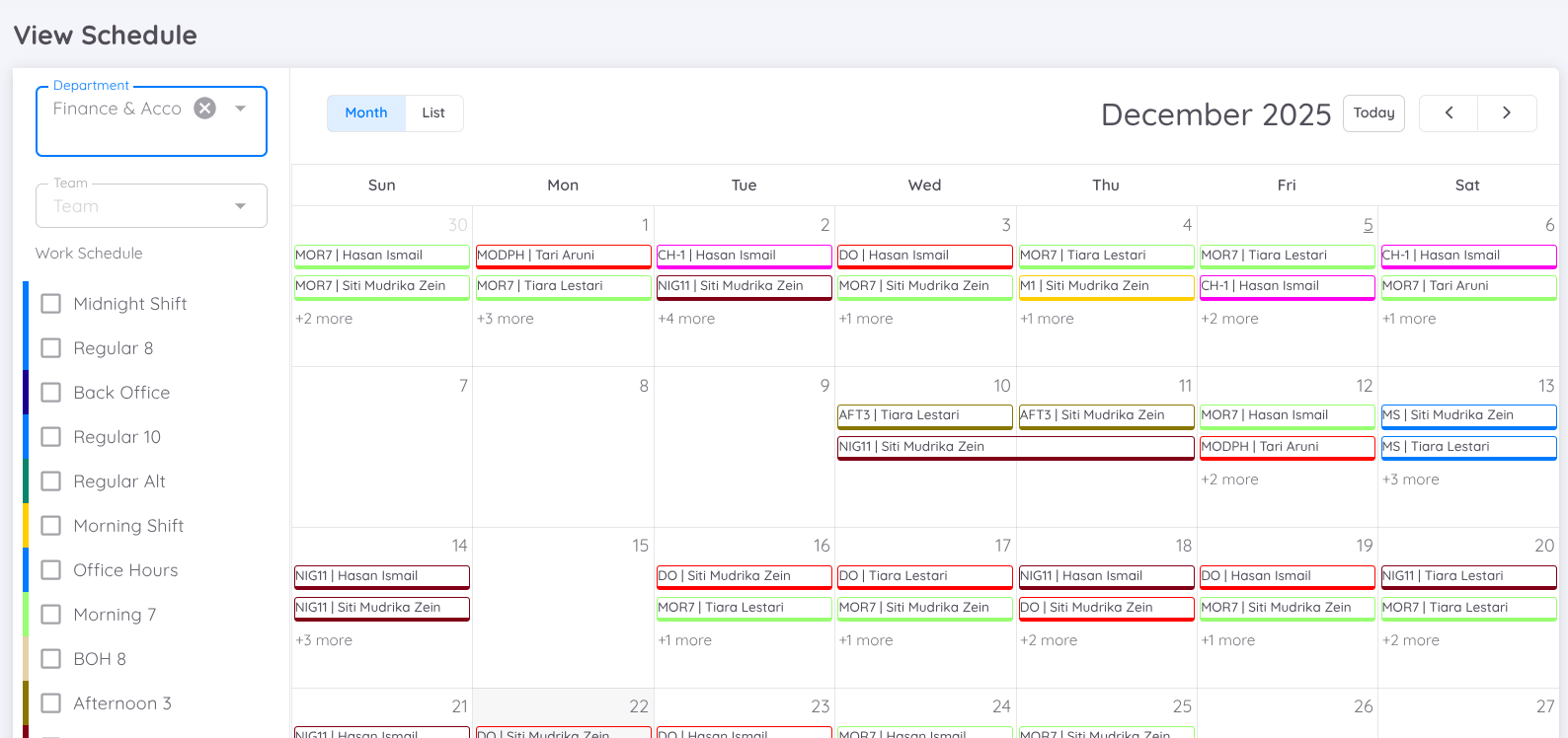 Schedule | Sentec EMS