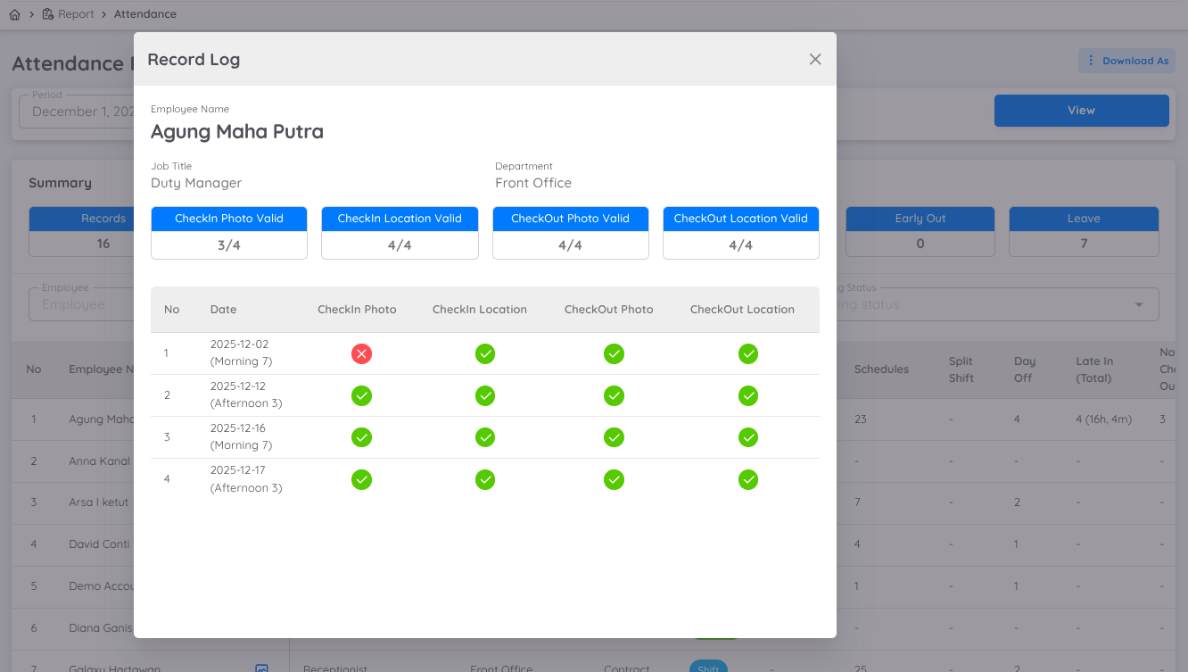 Attendance Report | Sentec EMS